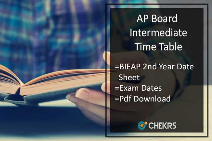 AP Inter 2nd Year Time Table 2025 - Download BIE AP Intermediate Exam Dates
