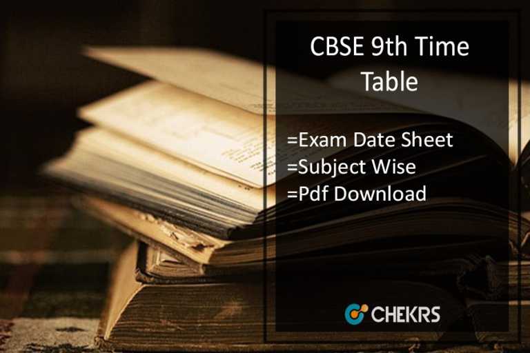 CBSE 9th Time Table 2024 Download Exam Date Sheet, Schedule