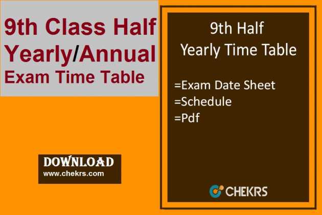 9th Class Time Table 2025 | Annual Exam Date Sheet, Schedule
