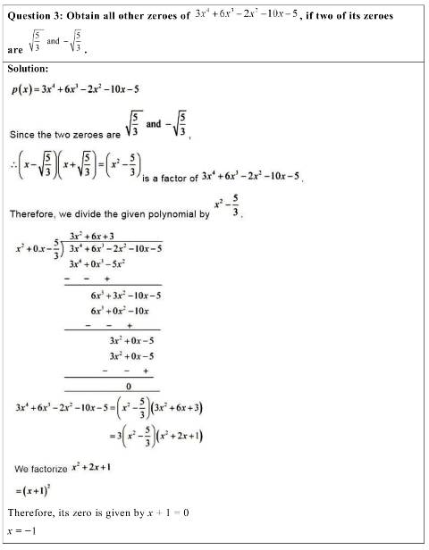 NCERT Solutions Class 10 Maths Chapter 2 - Polynomials | Pdf Available