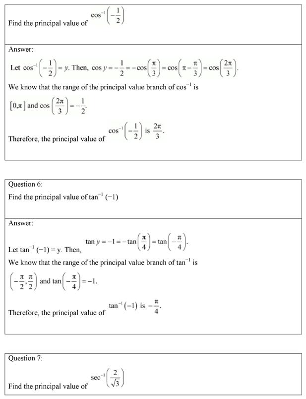 NCERT Solutions Class 12 Maths Chapter 2 - Exercise 2.1 (Inverse Trigonometric Functions)