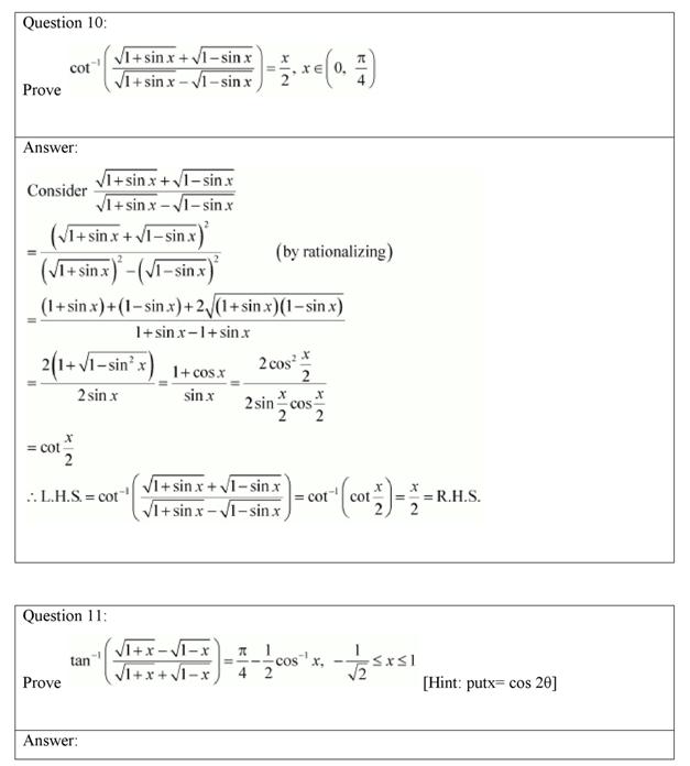 NCERT Solutions Class 12 Maths Chapter 2 - Exercise 2.3 (Inverse Trigonometric Functions)
