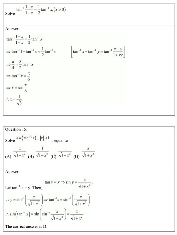 NCERT Solutions Class 12 Maths Chapter 2 - Exercise 2.3 (Inverse Trigonometric Functions)