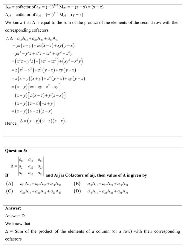 Free NCERT Solutions Class 12 Maths Chapter 4 - Determinants Ex 4.4