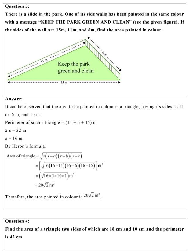 NCERT Solutions for Class 9 Maths Chapter 12 - Exercise 12.1 (Heron’s ...