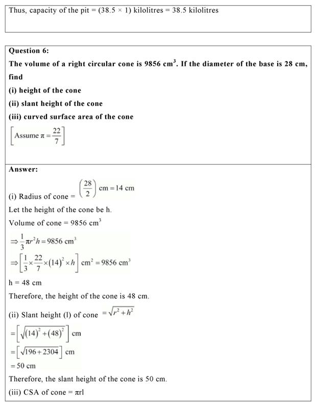 NCERT Solutions for Class 9 Maths Chapter 13 - Exercise 13.7 (Surface ...