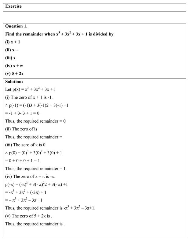 NCERT Solutions Class 9 Maths Chapter 2 - Ex 2.3 (Polynomials) Pdf Download