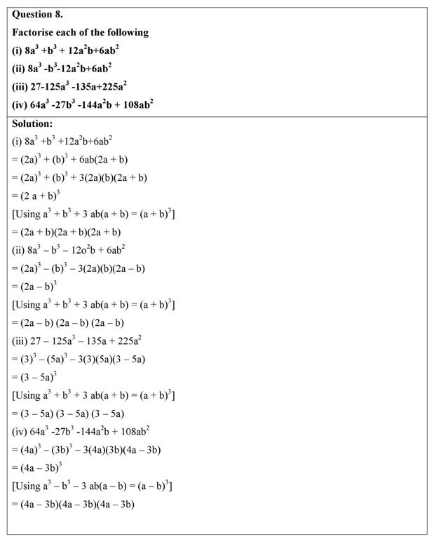 NCERT Solutions Class 9 Maths Chapter 2 - Ex 2.5 (Polynomials) Pdf Download