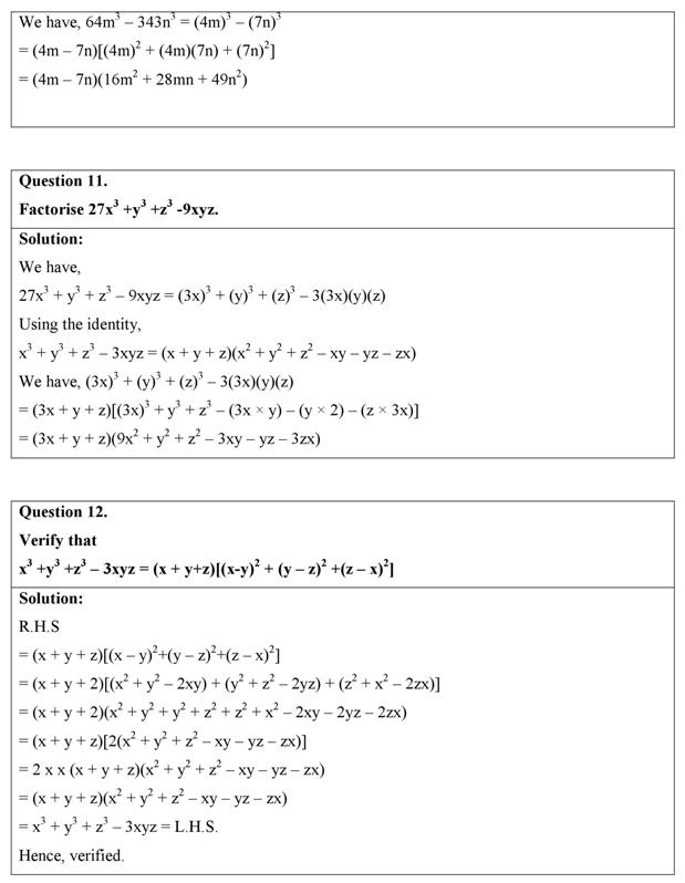 NCERT Solutions Class 9 Maths Chapter 2 - Ex 2.5 (Polynomials) Pdf Download