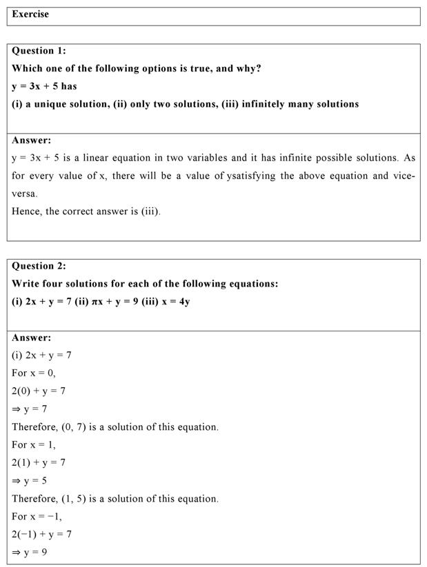 NCERT Solutions Class 9 Maths Chapter 4 - Ex 4.2 (Linear Equations in ...