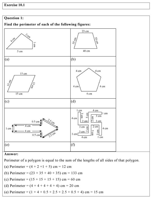 NCERT Solutions Class 6 Maths Chapter 10 Mensuration Ex 10 1 Pdf