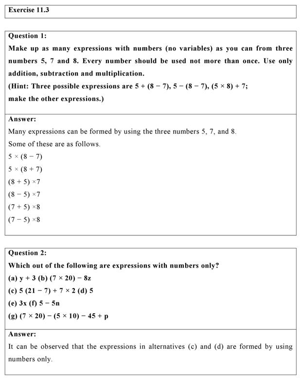 NCERT Solutions Class 6 Maths Chapter 11 - Algebra Ex 11.3 (Pdf Download)