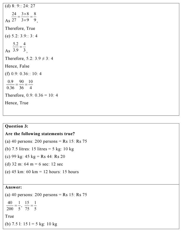 NCERT Solutions Class 6 Maths Chapter Chapter 12 - Ratio and Proportion ...