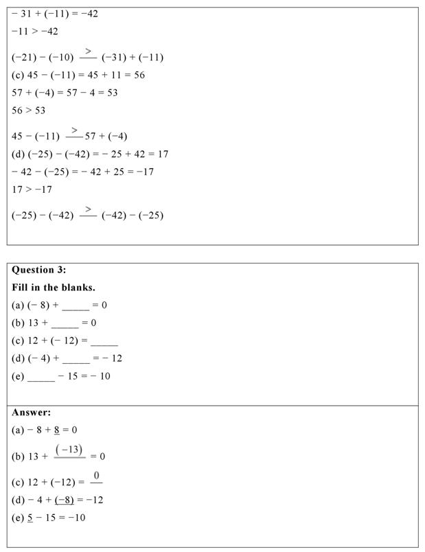 NCERT Solutions for Class 6 Maths Chapter 6 - Integers Exercise 6.3 ...