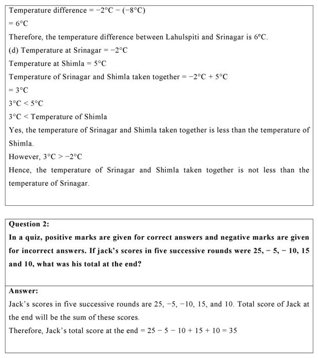 NCERT Solutions for Class 7 Maths Chapter 1 - Exercise 1.1 (Integers)