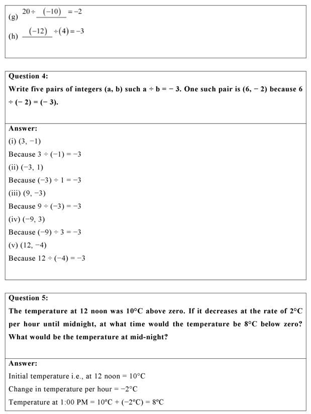 NCERT Solutions for Class 7 Maths Chapter 1 - Exercise 1.4 (Integers)