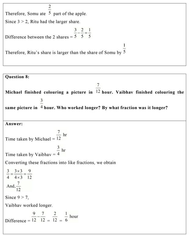 NCERT Solutions for Class 7 Maths Chapter 2 - Exercise 2.1 (Fractions ...