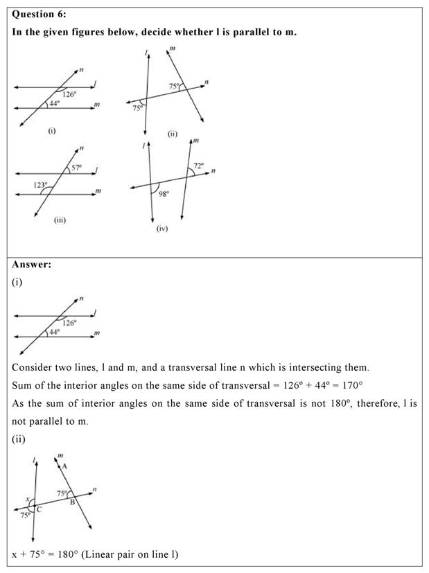 NCERT Solutions for Class 7 Maths Chapter 5 - Exercise 5.2 (Lines and ...