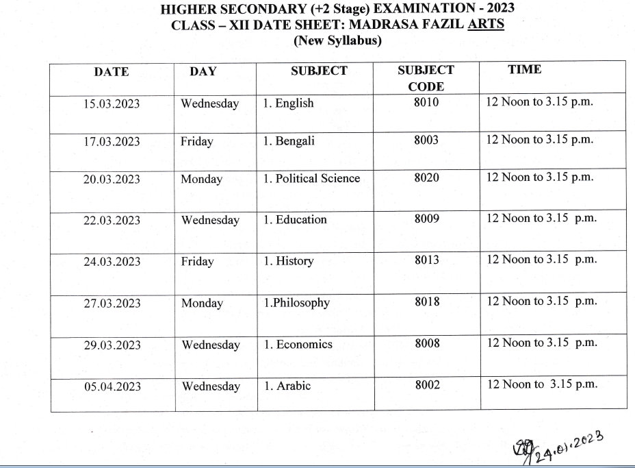 TBSE HS Exam Routine 2024 - Tripura Board 12th Exam Time Table Pdf ...